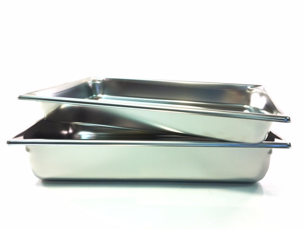 20'' x 12'' Stainless Steel Pans - 2-1/2'' and 4'' Depth | HMA Lab Supply