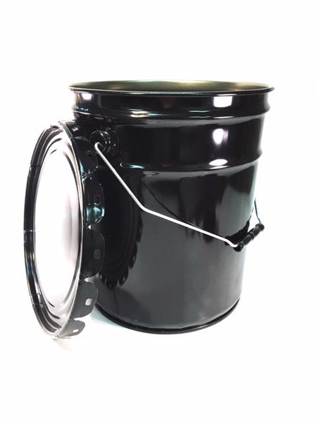 INDIVIDUAL 5-Gallon Black Pail With or W/O Lug Lids, 29 Gauge Steel ...