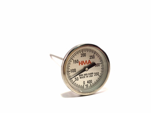 8" Dial Stem Thermometer, Round Glass Face 0-400°F | HMA Lab Supply